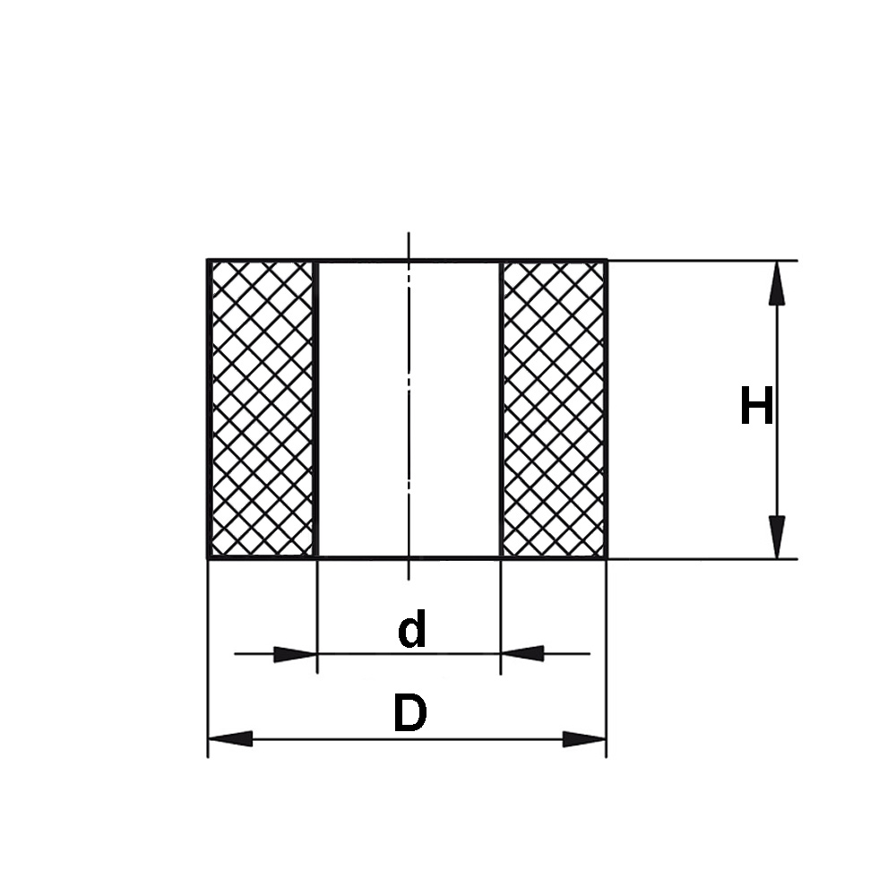 Verpas - Gummi Hohlpuffer D40 H20 Bohrung 10mm 55 Shore