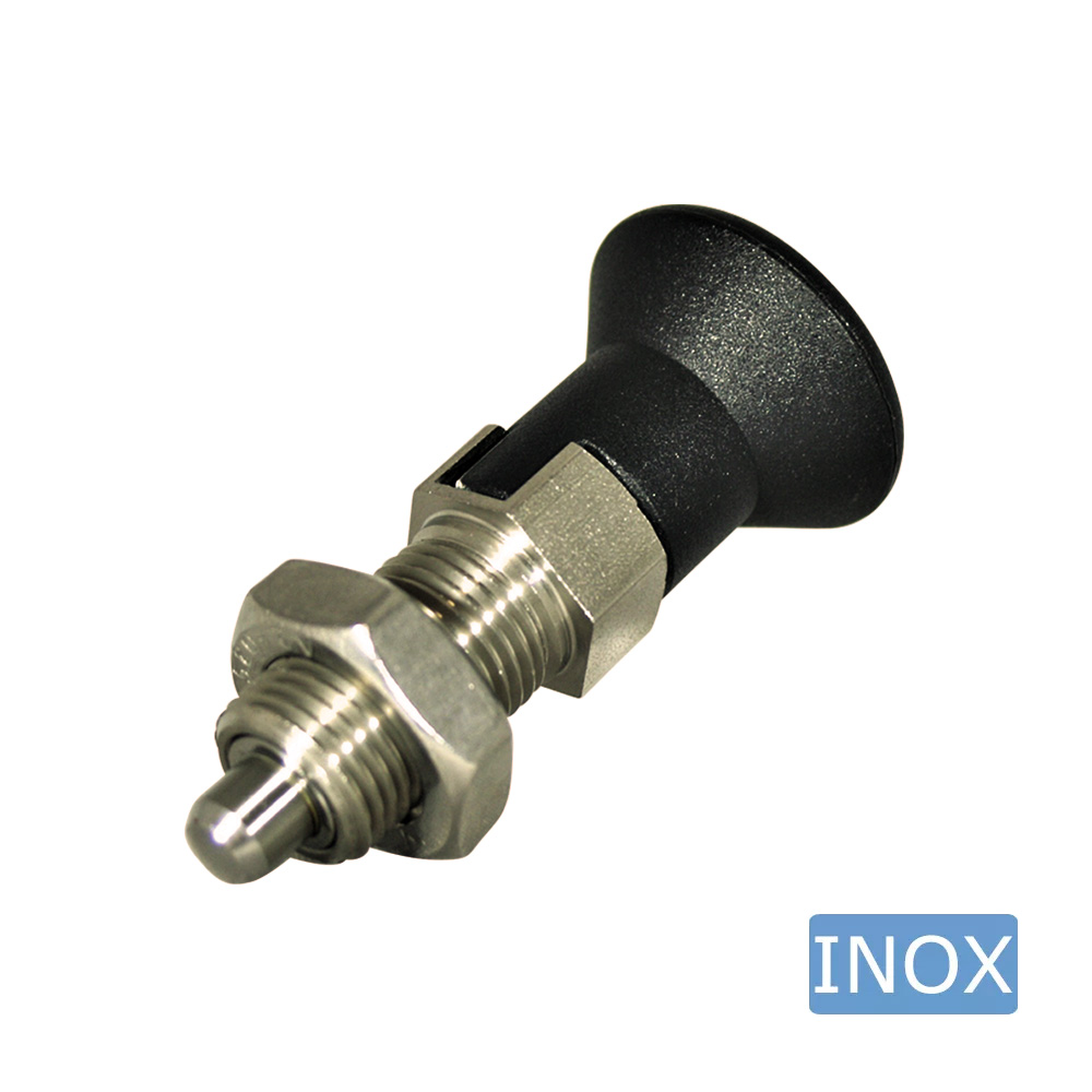 Rastbolzen (Arretierbolzen) mit Sechskantbund – Edelstahl – mit Rastnut