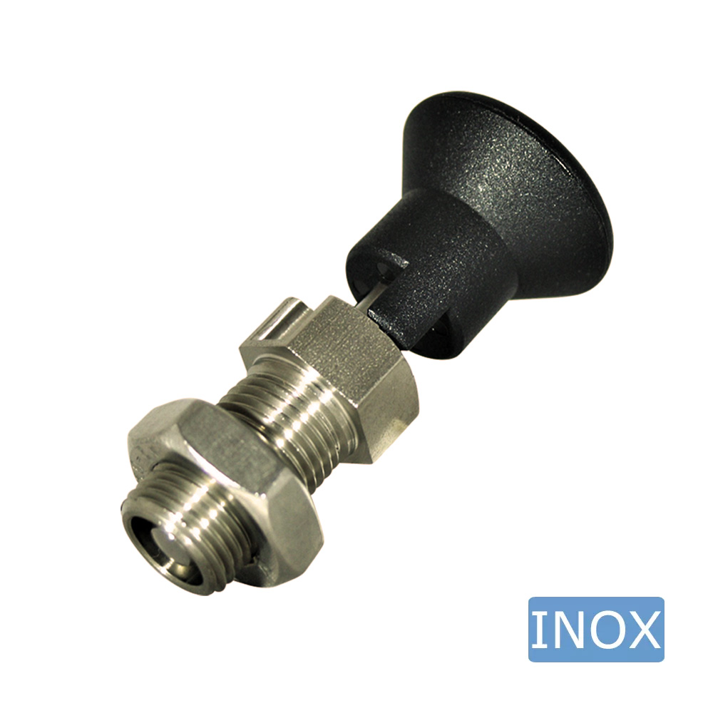 Rastbolzen (Arretierbolzen) mit Sechskantbund – Edelstahl – mit Rastnut