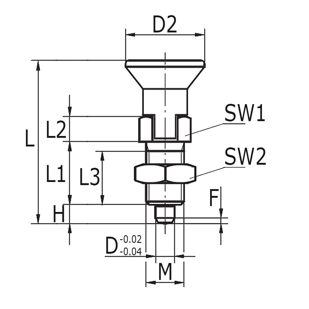 Rastbolzen (Arretierbolzen) mit Sechskantbund – Edelstahl – mit Rastnut